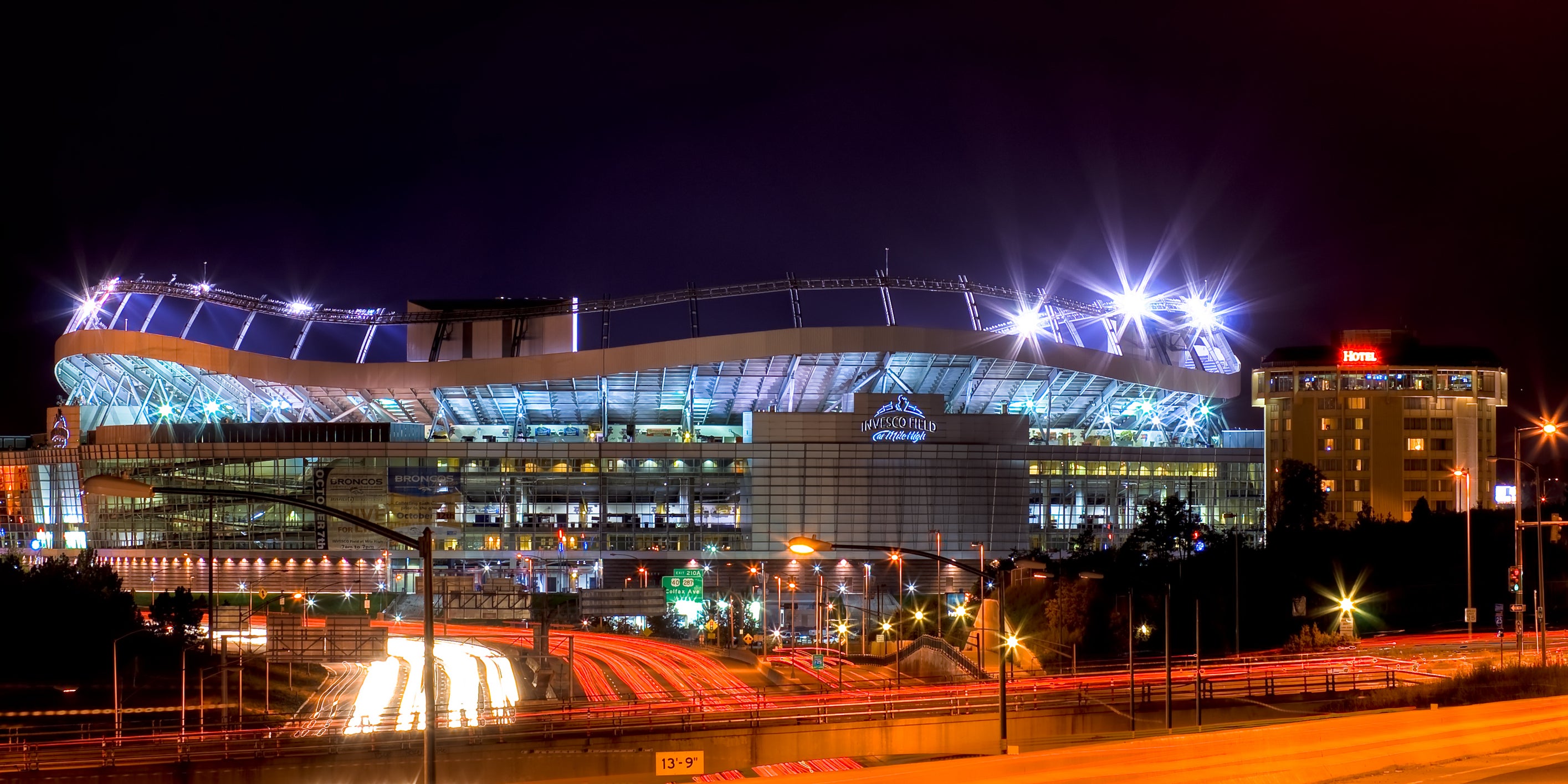 Denver Broncos Stadium At Night